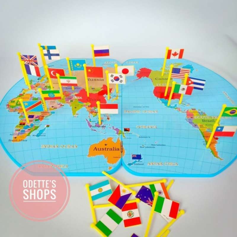 Promo MAINAN EDUKASI MECOCOKAN BENDERA MAP OF THE WORLD NATIONAL FLAG ...