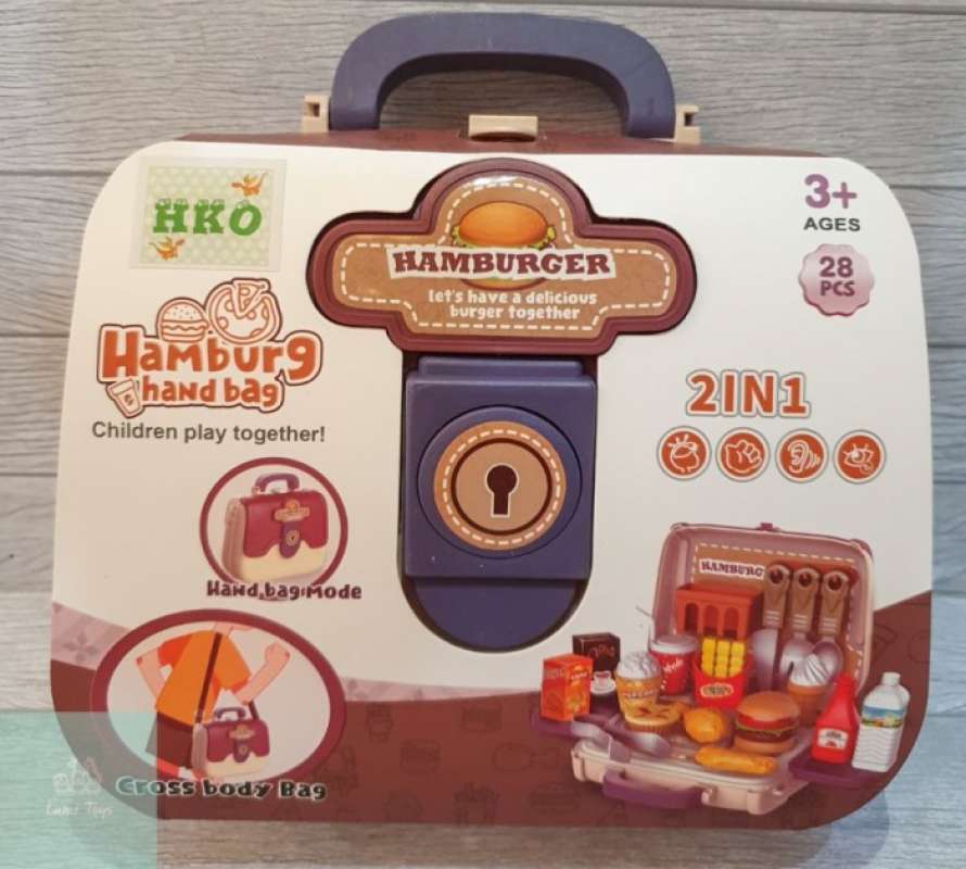 Promo Mainan Tas Makanan Set Hamburger Handbag Tas Fast Food Burger ...