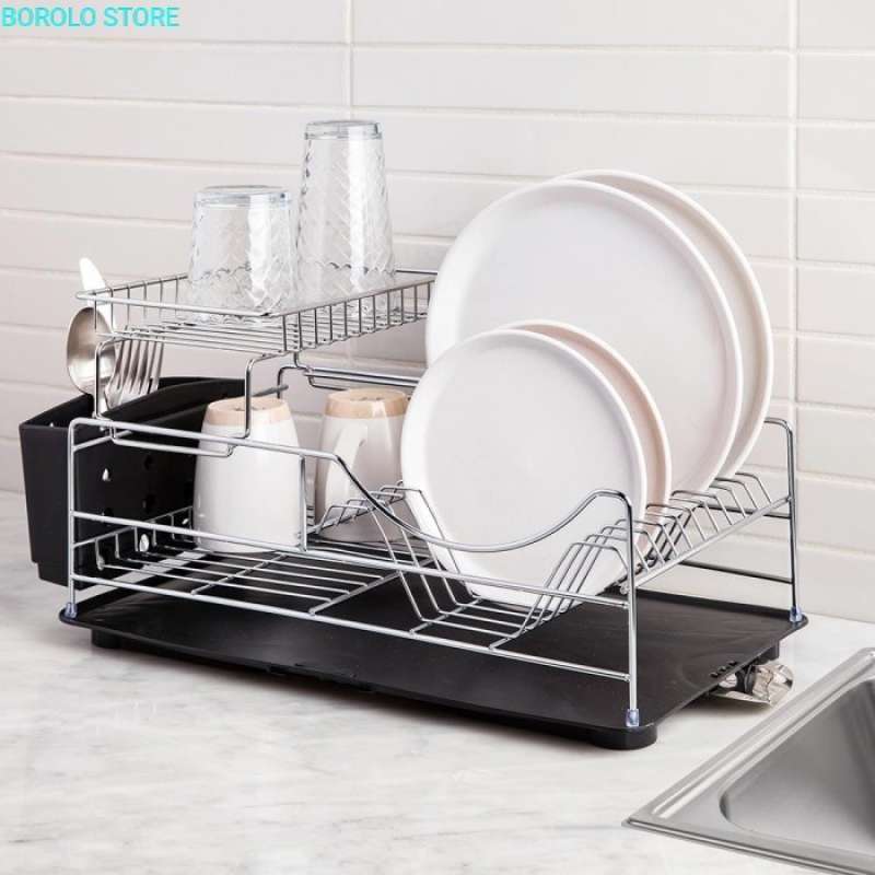 Promo Rak piring 2 tingkat rak peniris piring dish rack Diskon 23% di ...