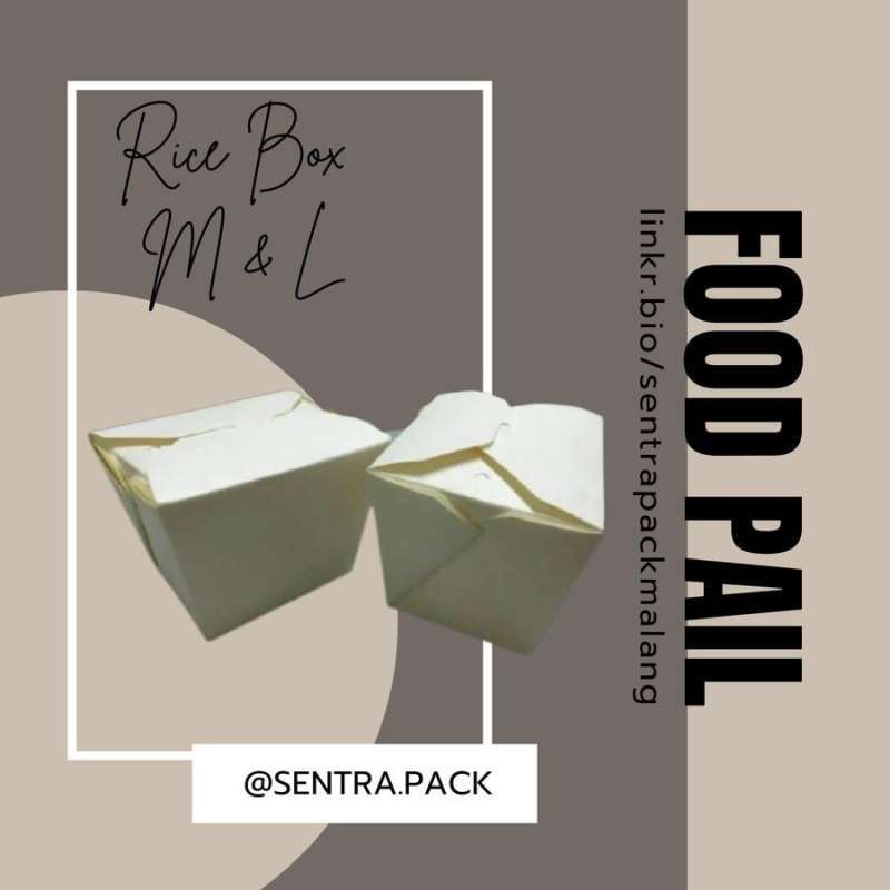 Jual Rice Box/Food Pail coklat dan putih Papercup size M dan L tempat ...