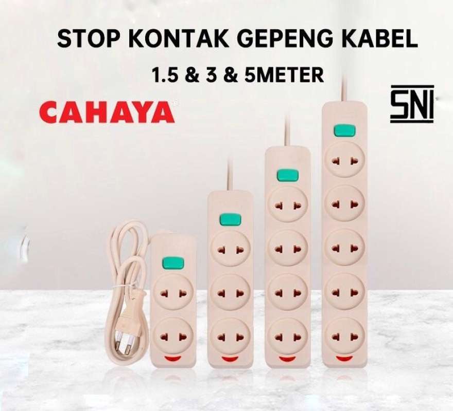 Jual Colokan Listrik 3 Lubang 1.5/3/5 Meter Sni / Stop Kontak Sc-753 ...