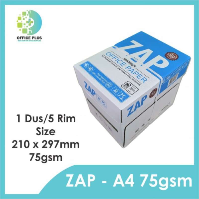 Promo Kertas A4 Kertas Hvs Kertas Fotokopi Zap Photocopy Paper 75 Gram ...