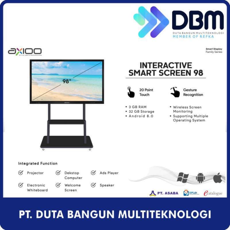 Jual AXIOO Interactive Flat Display Monitor Touchscreen 98 Inch Smart ...