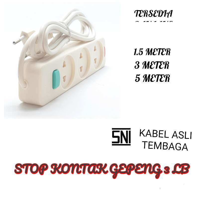 Jual COLOKAN LISTRIK 2 LUBANG 1.5/3/5METER SNI STOP KONTAK MERK CAHAYA ...