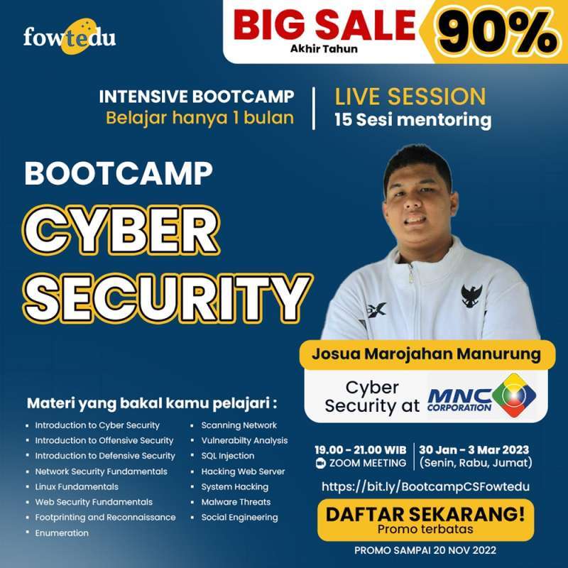 Jual Cyber Security Bootcamp Package [15 Sesi] di Seller Fowtedu - Cakung Timur, Kota Jakarta ...