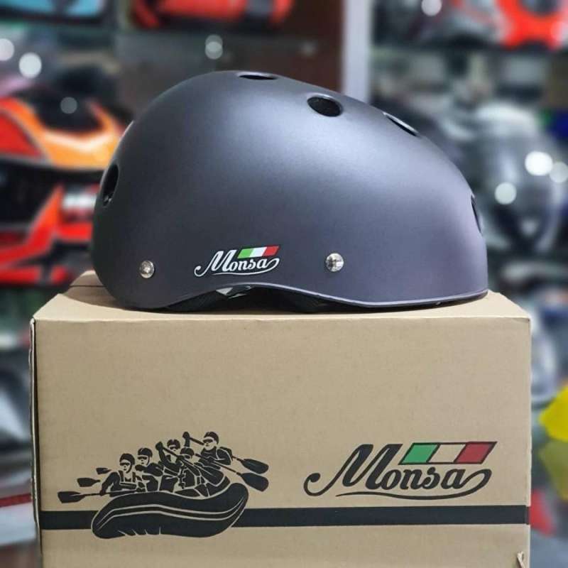 Jual Helm Sepeda Dewasa Merk Monsa Original 100% Abu tua Doff di Seller ...