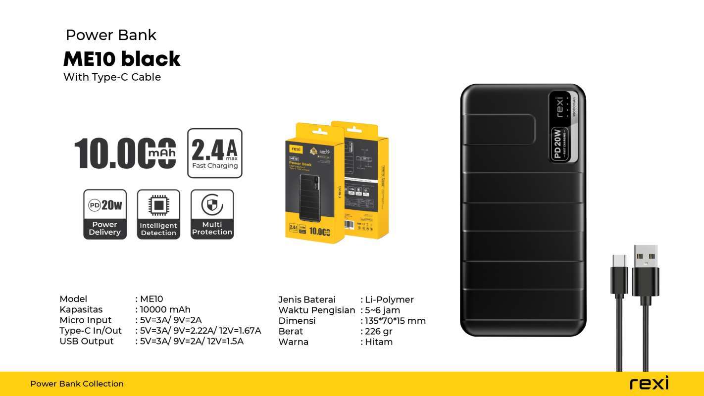 Jual Rexi Powerbank 10.000 mAh Quick Charge PD20W ME10 di Seller ...