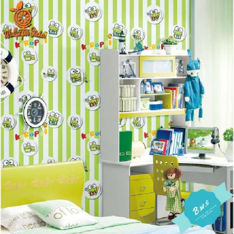 Jual Wallpaper Sticker Dinding Karakter Anak Keropi Salur Hijau//10m x 45cm di Seller BWS ...