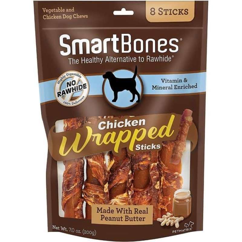 Jual SmartBones Chicken Wrap- Sticks Peanut Butter 8 Pk - snack anjing ...