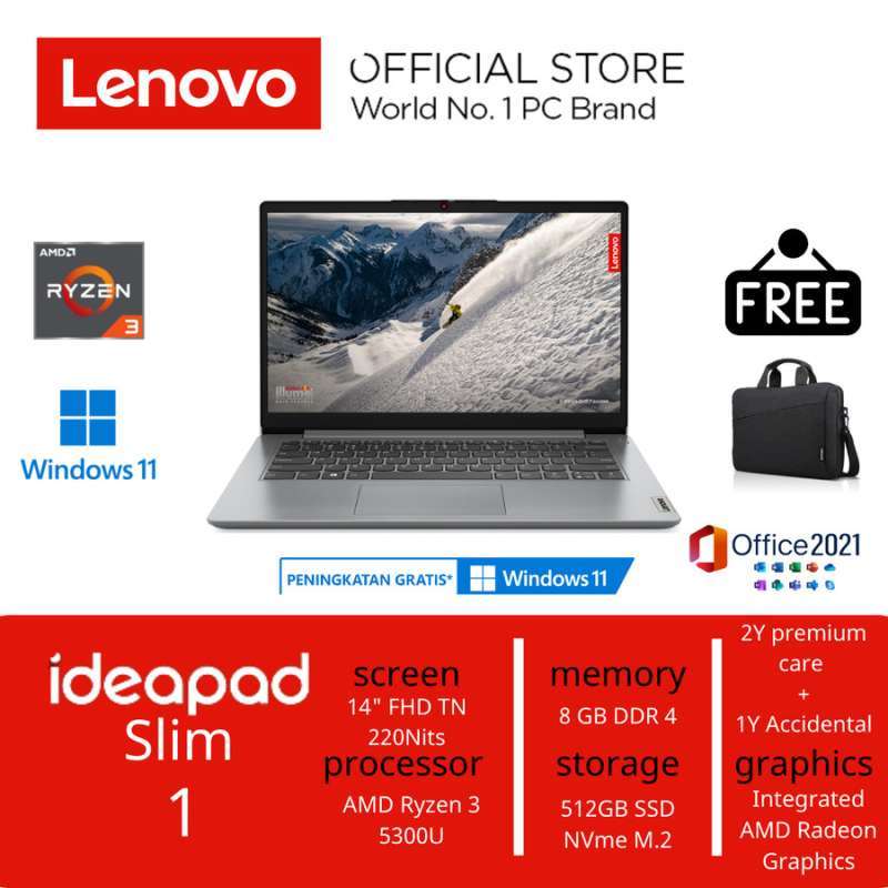 Jual Lenovo IdeaPad 1-14ALC7 R3 5300U 8GB 512GB SSD Win11+OHS di Seller ...