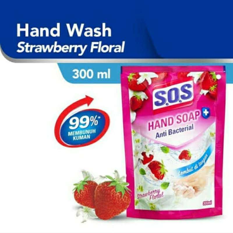 Jual SOS Hand Soap Wangi Strawberry Floral Sabun Cuci Tangan [300 mL ...