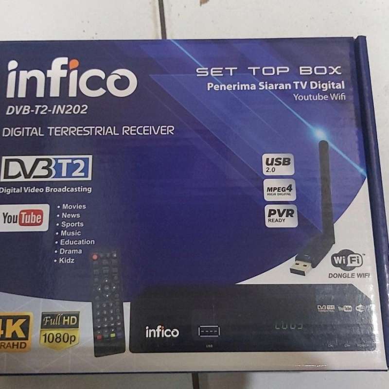Jual Infico STB Set Top Box Digital Tuner DVB T2 Wifi Dongle Youtube di ...