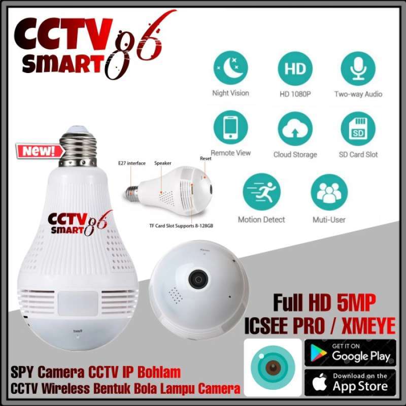 Jual IP Camera Wirelles Bohlam 360 IP Camera 360 bohlam ICSee CCTV Lampu di Seller sinarrumah ...