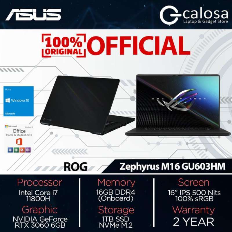 Jual Asus Rog Zephyrus M16 Gu603hm Geforce Rtxâ ¢ 3060 I7 11800h Ram ...