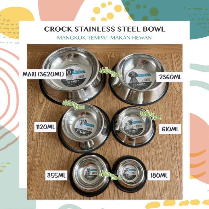 Jual Crock Stainless Steel Bowl - Mangkok Besi Tempat Makan Hewan di ...