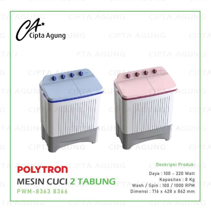 Jual MESIN CUCI 2 TABUNG 8 KG POLYTRON PWM 8366 PWM 8363 PWM-8363 [BDG ...