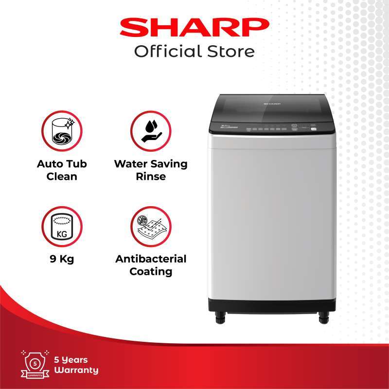 Promo Sharp Es-m9000t-gg Mesin Cuci Top Loading Megamouth Series [9 Kg ...