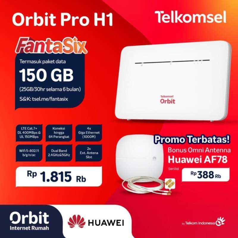 Jual Modem Orbit Pro H1 B535 - 933 Telkomsel Free 150gb 6 Bln Home ...