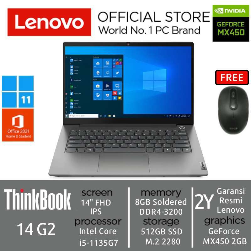 Promo Lenovo ThinkBook 14 G2 BSID Core i5 1135G7/8GB/512GB SSD/MX450 ...