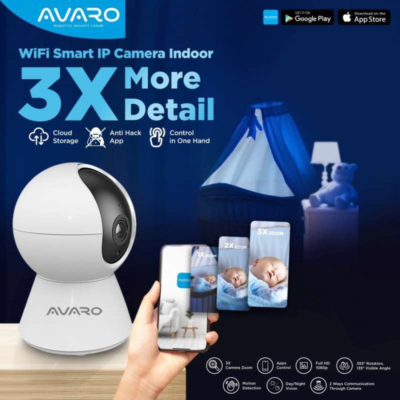 Jual EXCLUSIVE AVARO Smart CCTV WIFI IP Camera CCTV indoor 2MP PTZ K371 ...