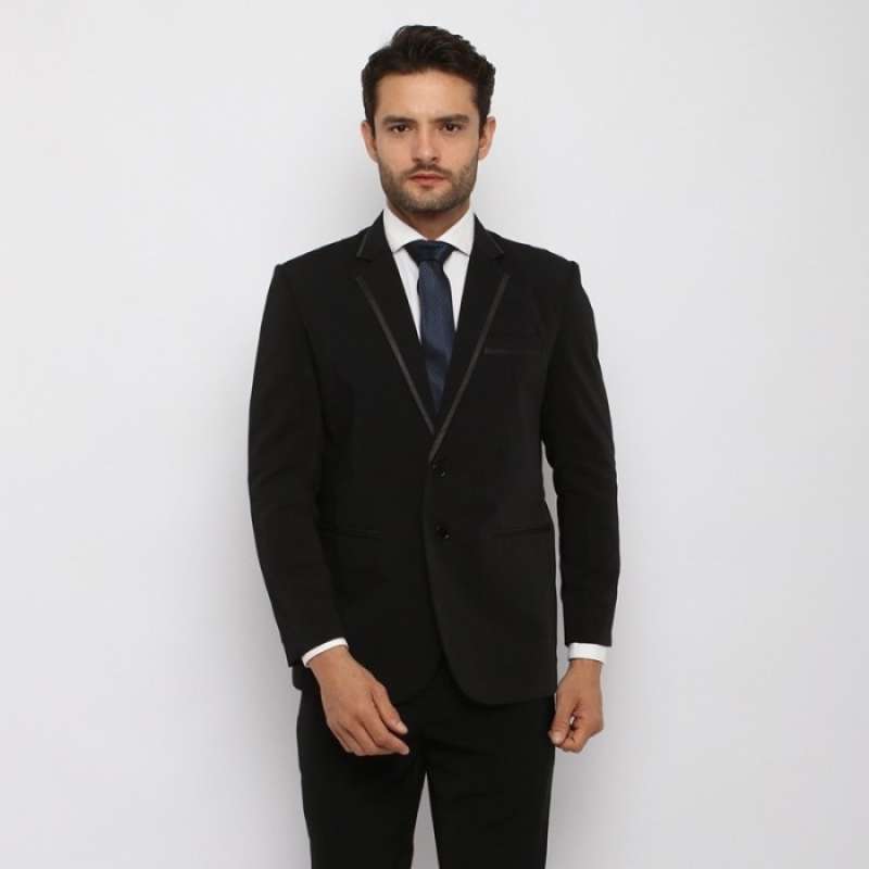 Jual Jas Wisuda Blazer Pria Hitam List Pinggir Jas Formal Jas Pengantin ...