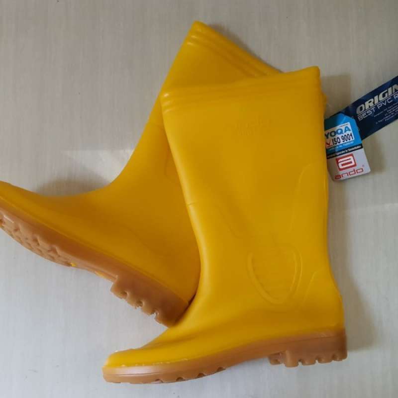 Jual sepatu bot karet safety Ando Tinggi kuning boot APD Covid Hercules ...