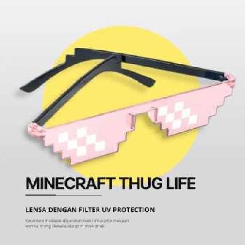 Jual Kacamata Model Pixel Minecraft Mosaics Thug Life - W0124 - Pink di ...