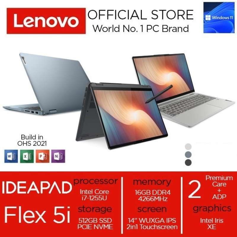 Jual Laptop Lenovo Ideapad Flex I I U Gb Ssd Gb Iris Xe W Ohs Cloud Grey Di