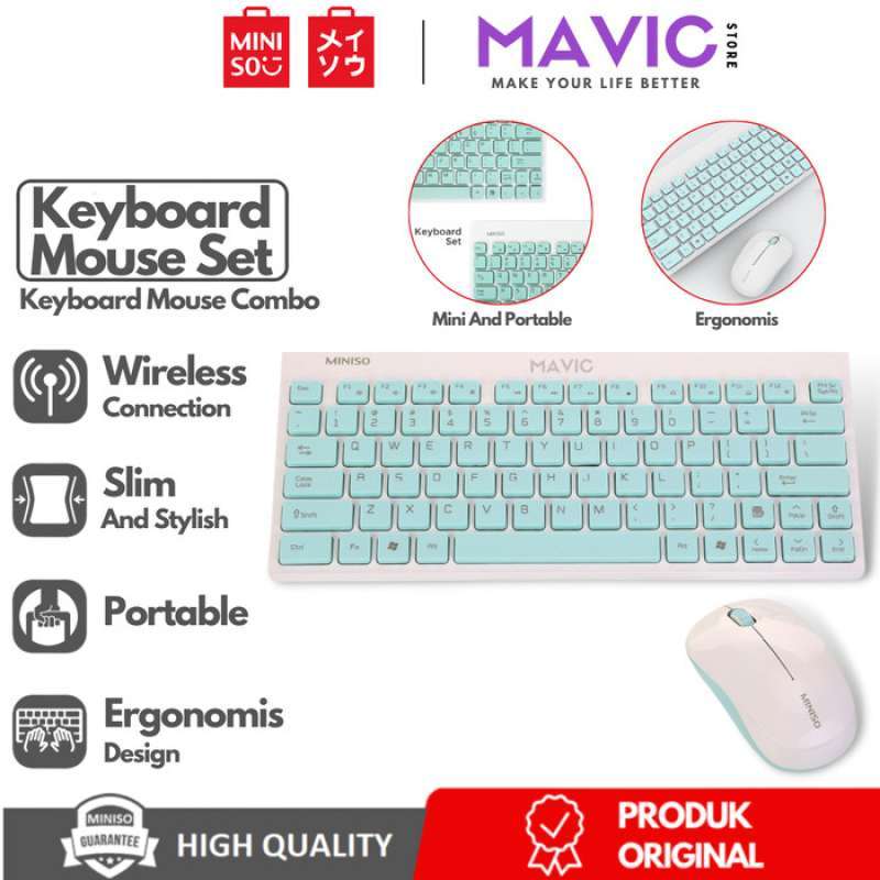Jual Miniso Keyboard Mouse Combo Set Multimedia Wireless Keyboard Bundle Di Seller New Vision ...