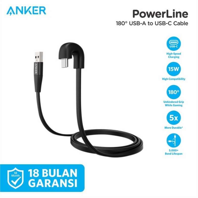 Promo Usb C Anker Cable kabel 180 degrees for charging and gamer ...