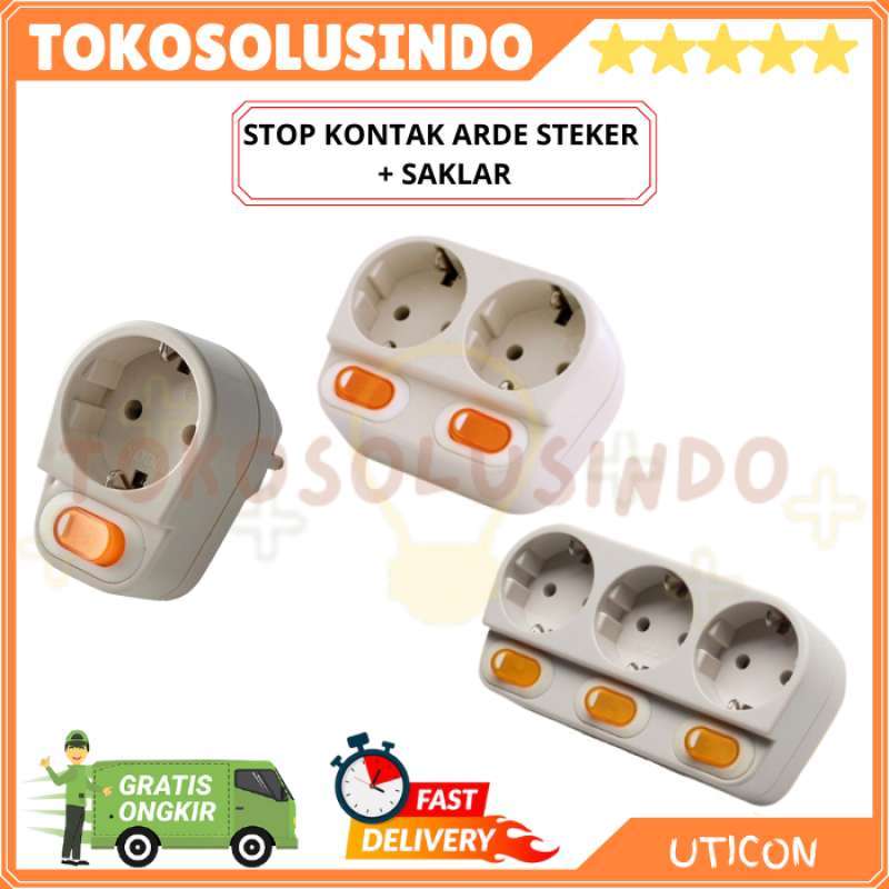Jual Stop Kontak Uticon Arde + Saklar On OFF Masing2 (Colokan Tambahan ...