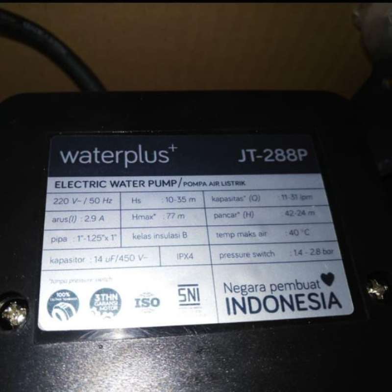 Jual Mesin Pompa Air Jet Pump Automatic Waterplus Jt 288 Pa Tanpa ...