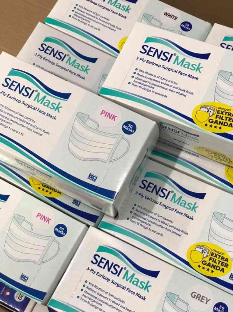 Jual Masker Sensi Mask 3-ply Earloop Surgical Face Mask Isi 50 Pcs Ori ...