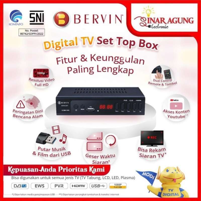 Jual SET TOP BOX TV DIGITAL BERVIN DVB-T2 BSTB-2201 - 100% ORI di ...