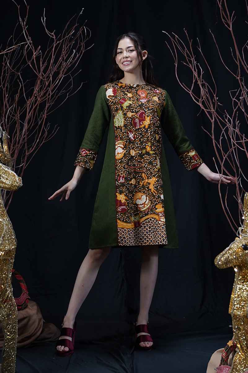 Jual NONA RARA-Kloki Carol D0375,Dress kerja batik wanita modern - L di ...
