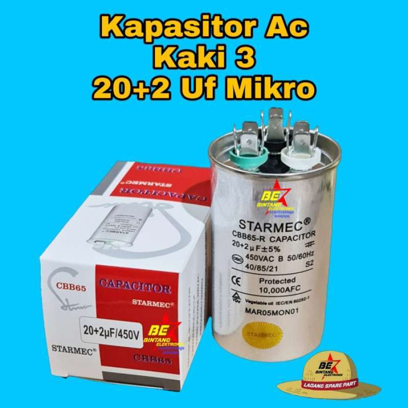 Promo KAPASITOR AC 20 + 2 UF CAPASITOR AC DOUBLE 20+2 MICRO 400/450 VAC ...