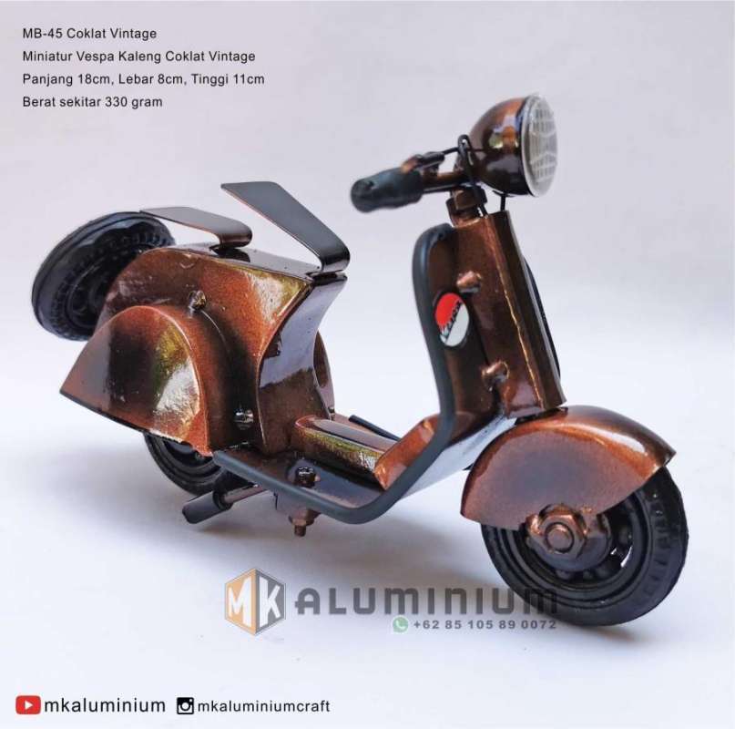 Jual Miniatur Sepeda Motor Vespa Jadul Bahan Logam Kaleng warna coklat ...