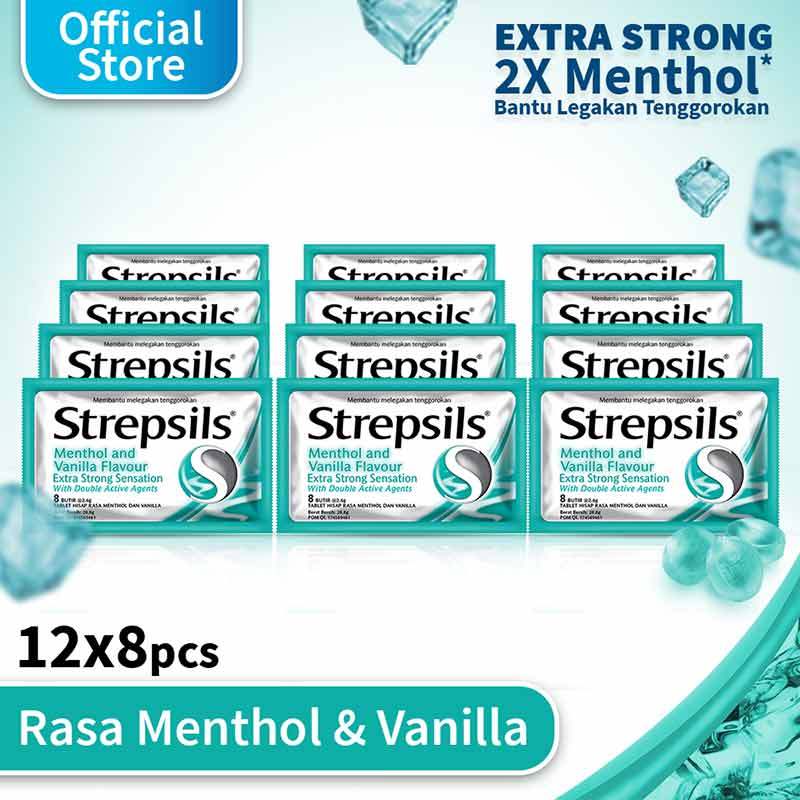 Promo Strepsils Extra Strong Menthol and Vanilla Flavour [12 x 8pcs ...