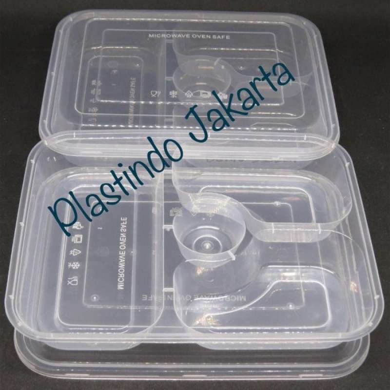 Jual Dus Thinwall Tray Bento Box 3 4 Sekat Tutup Food Container