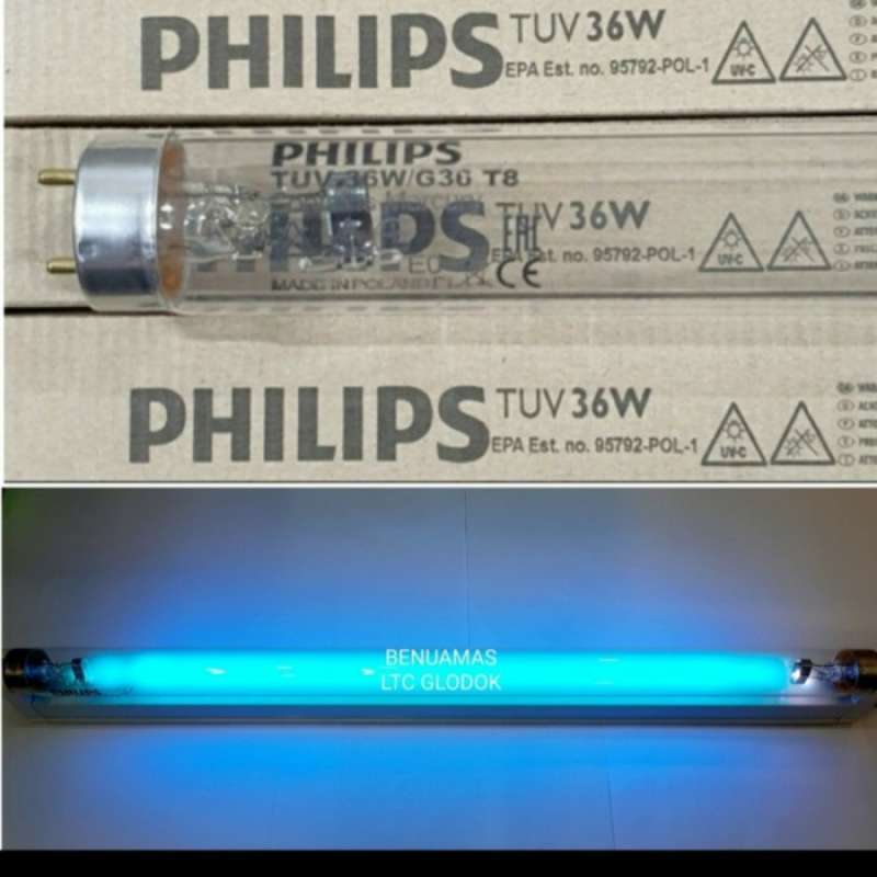 Promo Lampu kuman UVC TL 36W Philips + Kap Balok Panjang 120cm Diskon ...