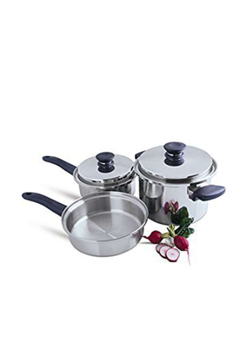 Jual Panci 3 In 1 Chef Queen 1 Set Alat Masak Tutup Kaca Cooking Pot ...