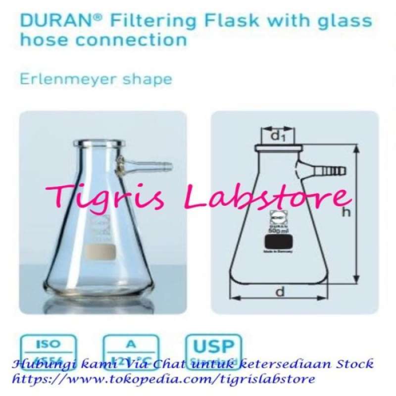 Promo Duran Filtering Flask Erlenmeyer Shape 500ml 212014401 Tigrislab ...