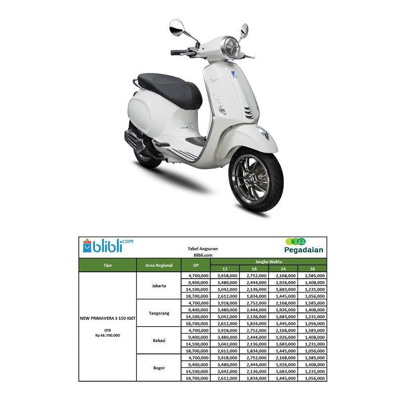 Jual Pegadaian - Vespa New Primavera S 150 I-get Abs Sepeda Motor [otr Jabotabek] - 10% 18 White ...