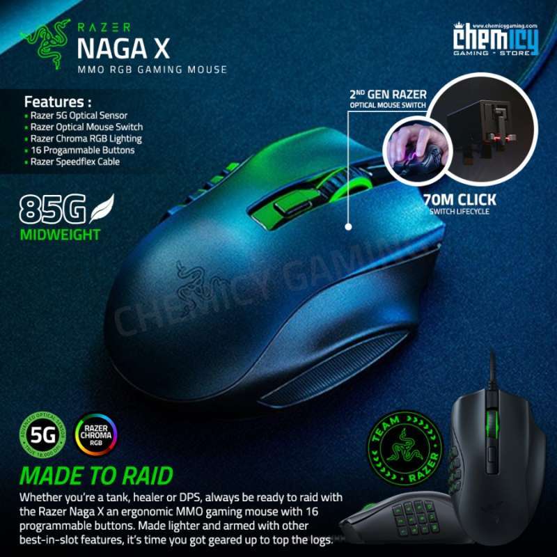 Jual Razer Naga X Ergonomic MMO RGB Gaming Mouse di Seller Chemicy ...