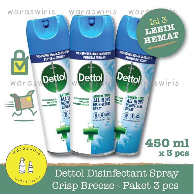 Promo Dettol Disinfectant Spray Crisp Breeze 450 ml x 3 pcs Diskon 19% ...