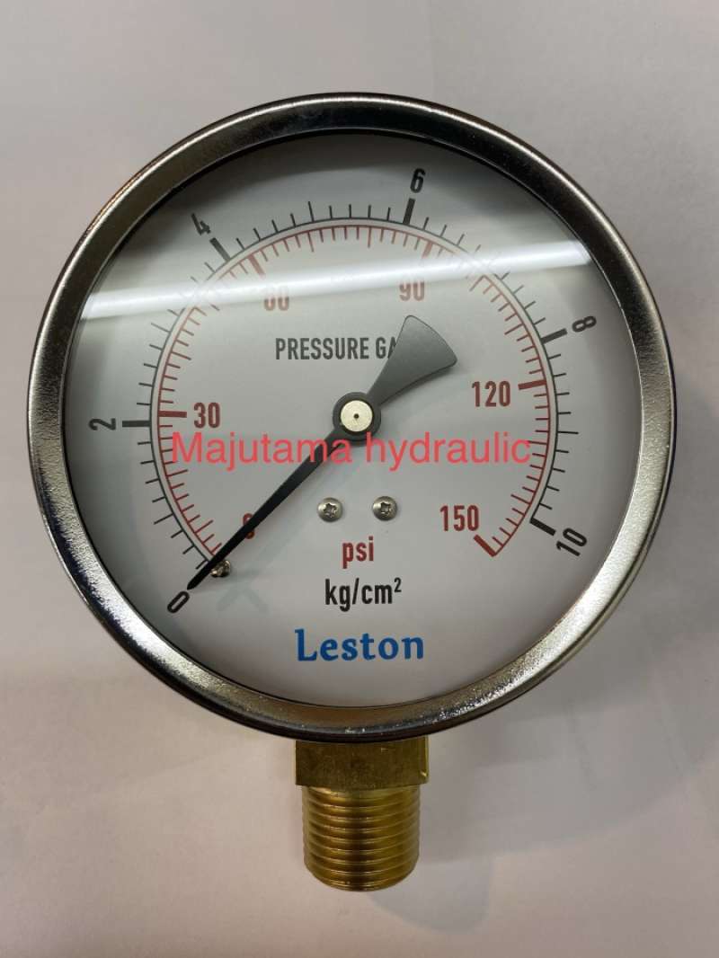 Promo Pressure gauge 4 inch 10 bar(kg/cm2) black steel LESTON - 25 Bar ...