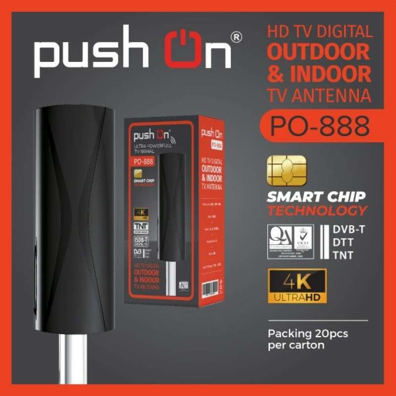 Promo Antena TV digital Push On PO-888 indoor outdoor + kabel 10 meter ...