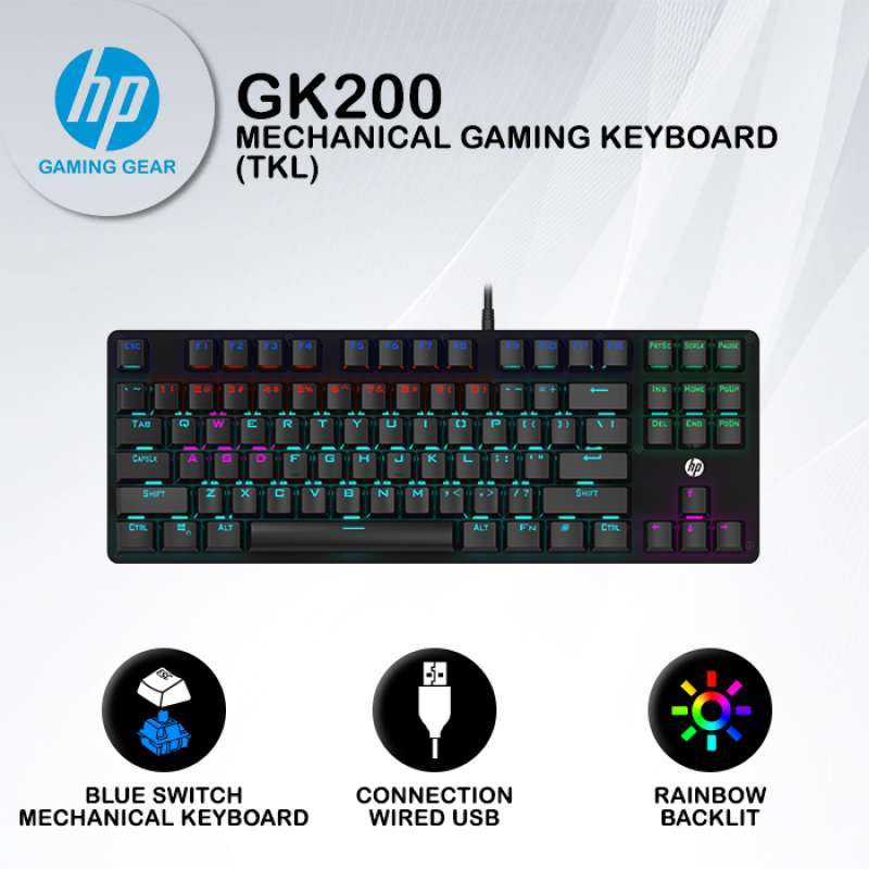 Promo Keyboard Gaming HP GK200 - RGB Blue Switch TKL Mechanical ...
