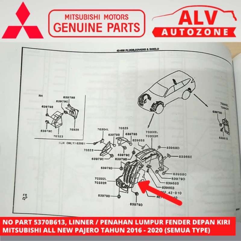 Jual Liner Linner Penahan Lumpur Fender Depan Kiri All New Pajero ...