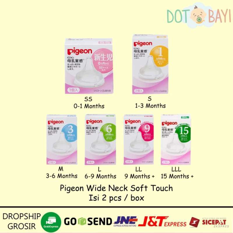 Promo Dot Pigeon Wide Neck Soft Touch Peristaltic Nipple 2 Pcs Diskon ...